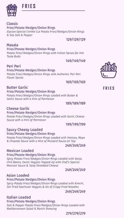 Menu at Elysian: The Bistro Lounge, Vadodara