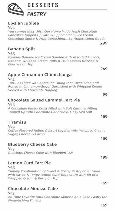 Menu at Elysian: The Bistro Lounge, Vadodara