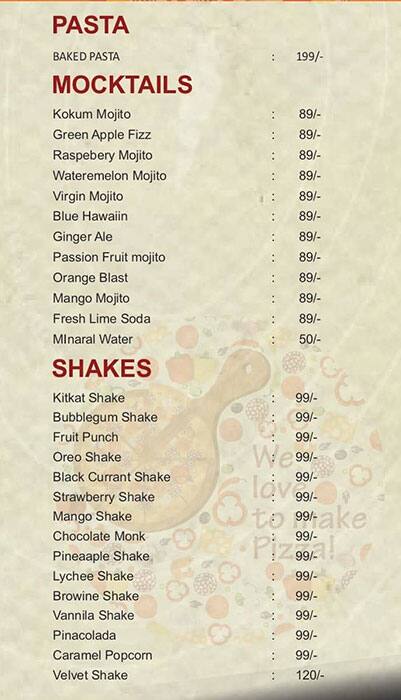 Menu at Pizza Booth, Varanasi, N-2/98-3