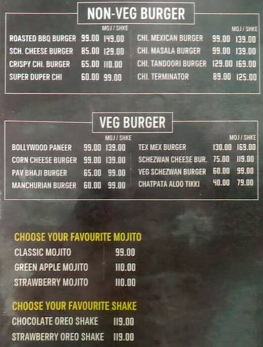 Menu of Oh! Burger, Bhandup, Mumbai
