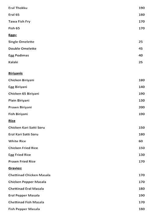Menu of Madras Military Hotel, Teynampet, Chennai