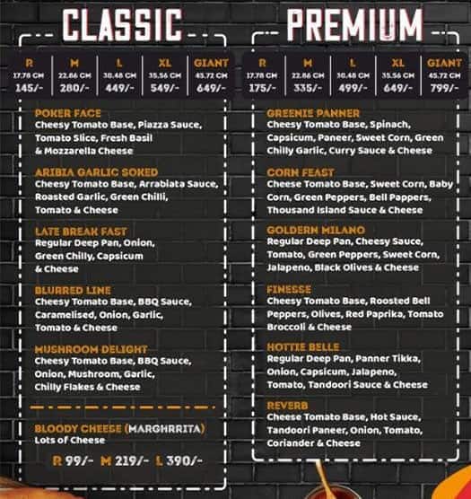Menu of William's Pizzeria, Prahlad Nagar, Ahmedabad