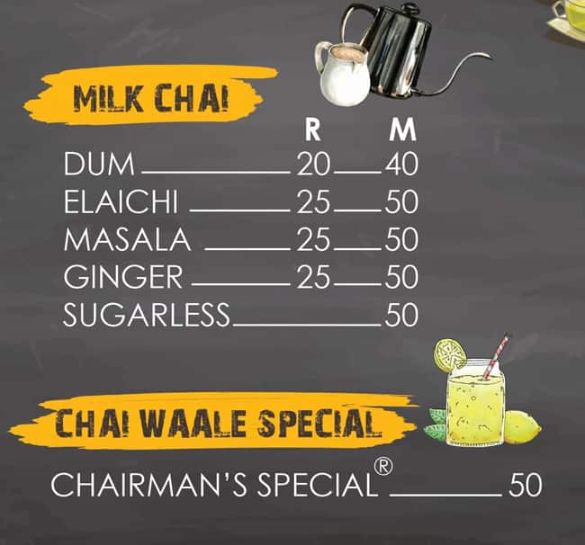 Menu at Chai Waale, Chennai, X792+88V