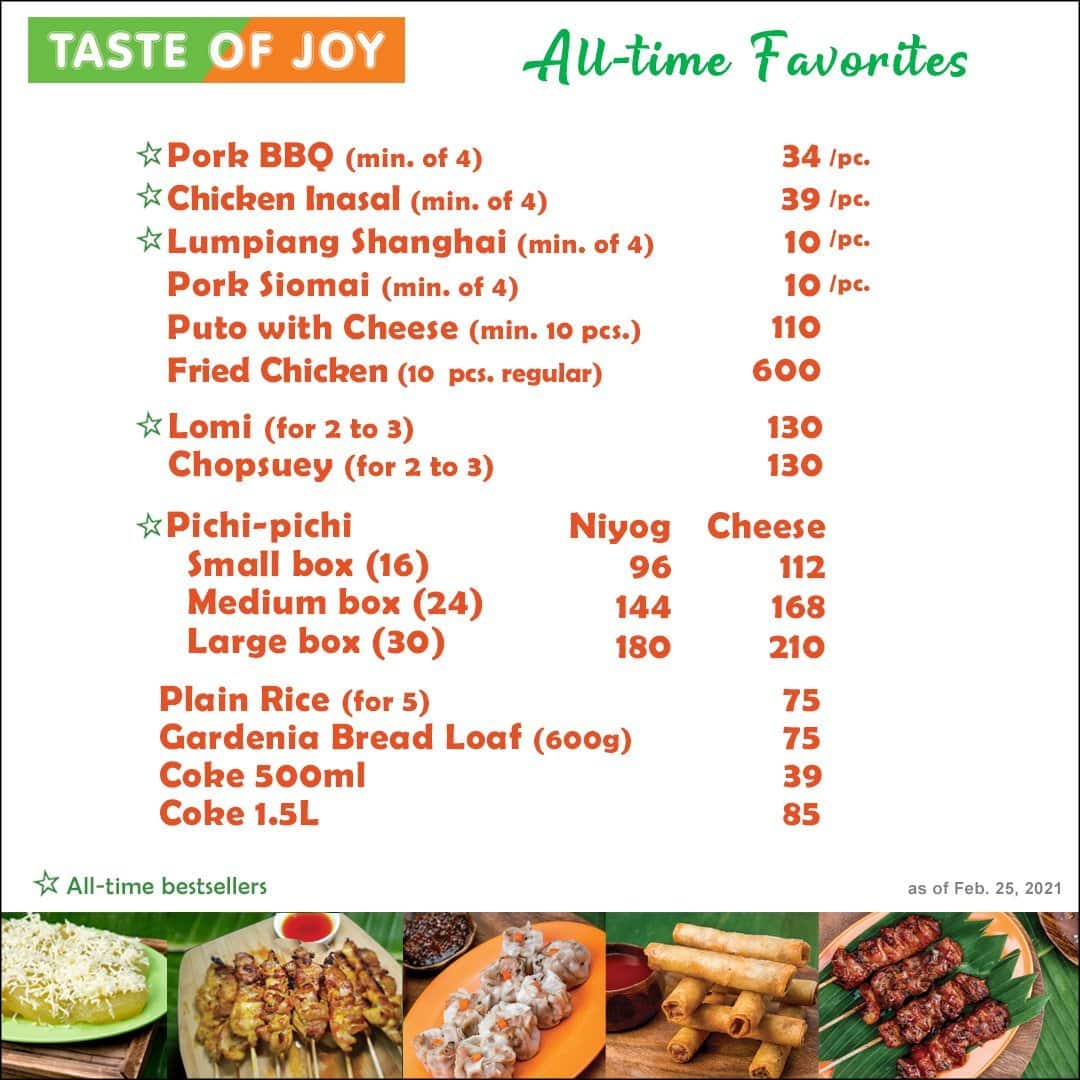 Menu at Taste of Joy restaurant, Santa Rosa Menu at Taste of Joy restaurant, Santa Rosa