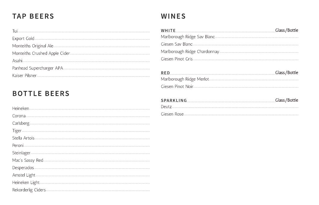 Menu at Proveedor Club, Auckland, 131 Quay St