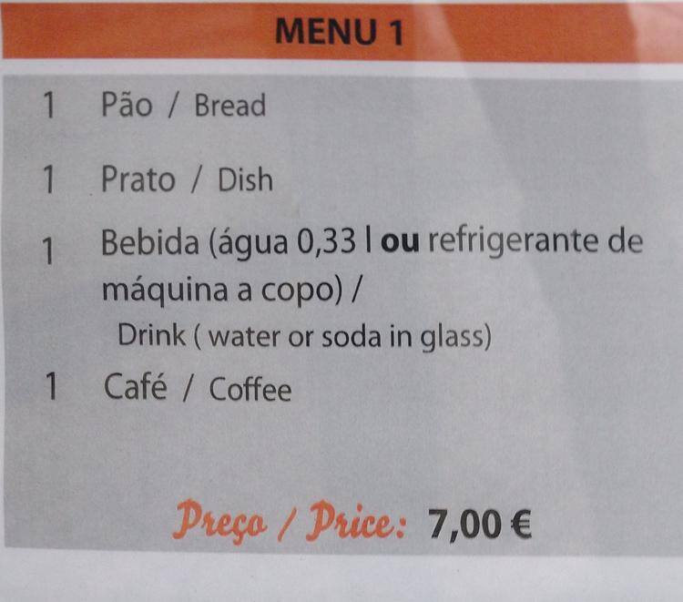 Menu em Lisboa Restaurante, Lisboa