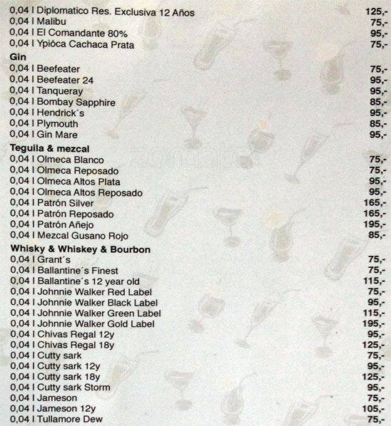 Menu at F1 Life pub & bar, Prague, Hashtalska 749/4