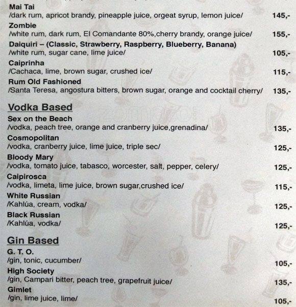 Menu at F1 Life pub & bar, Prague, Hashtalska 749/4
