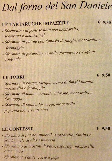 Menu da Pane Vino e San Daniele S.p.A ristorante, Roma