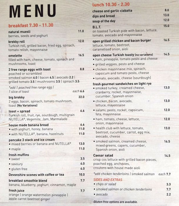 Menu at Truly Scrumptious cafe, Mentone