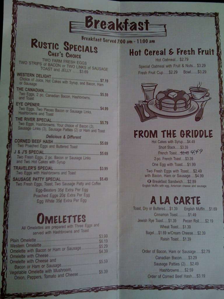 Menu at Rustic Restaurant, Rocky River