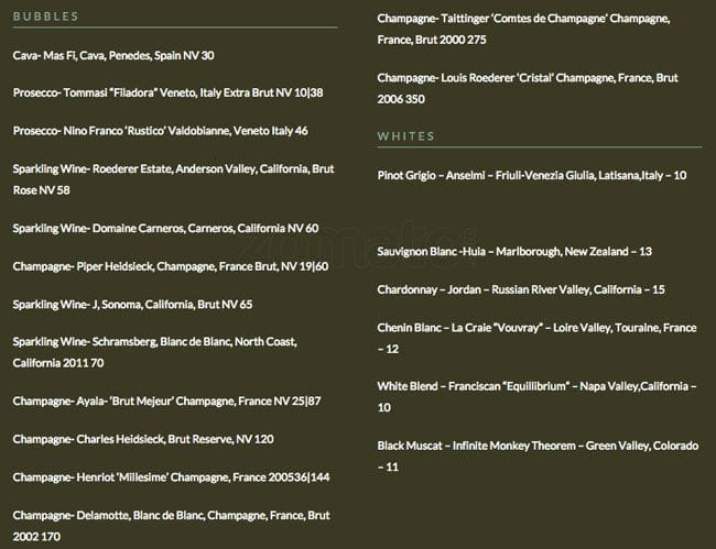 Menu at Cooper Lounge pub & bar, Denver