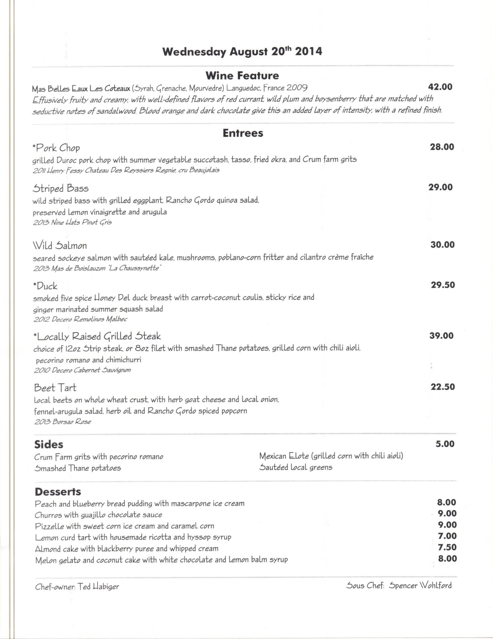 Menu at Room 39 restaurant, Kansas City