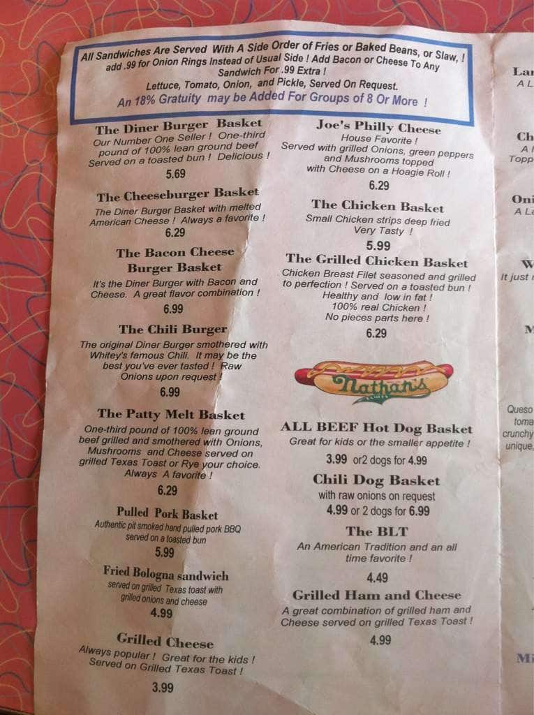 Joe's Diner Menu, Menu for Joe's Diner, Cave City, Bowling Green ...