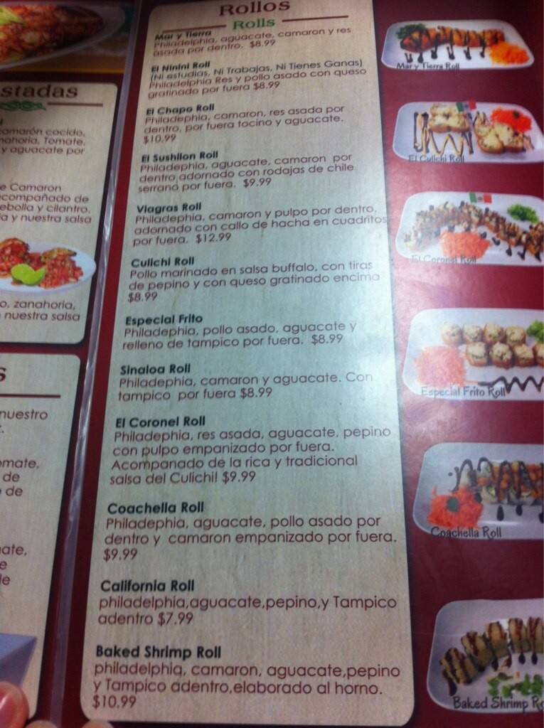 Menu at El Culichi 1 restaurant, Coachella
