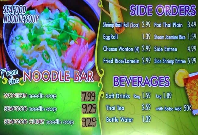 Menu at Ruby Thai Kitchen restaurant, Tacoma