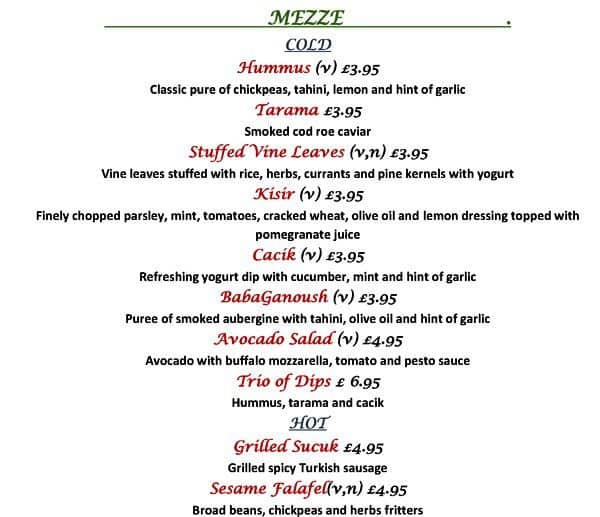 Menu at Anabella's Kitchen restaurant, Croydon