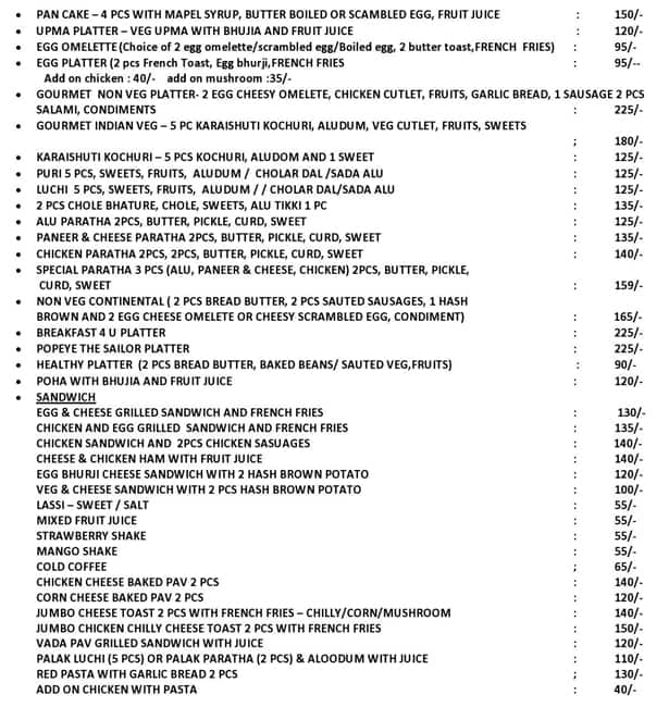 Menu at The Indian Chai- Tea and Snacks, Kolkata