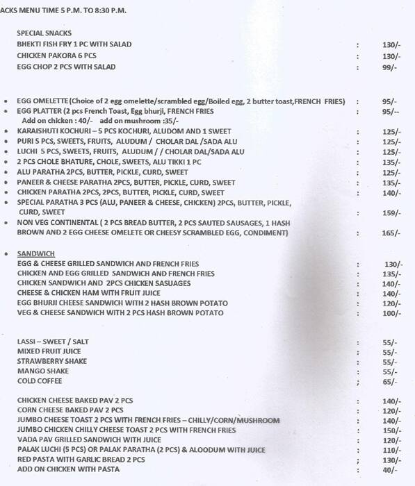 Menu at The Indian Chai- Tea and Snacks, Kolkata