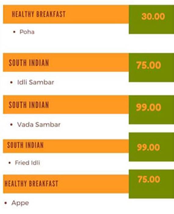 Menu of Idli Express, Kolar, Bhopal