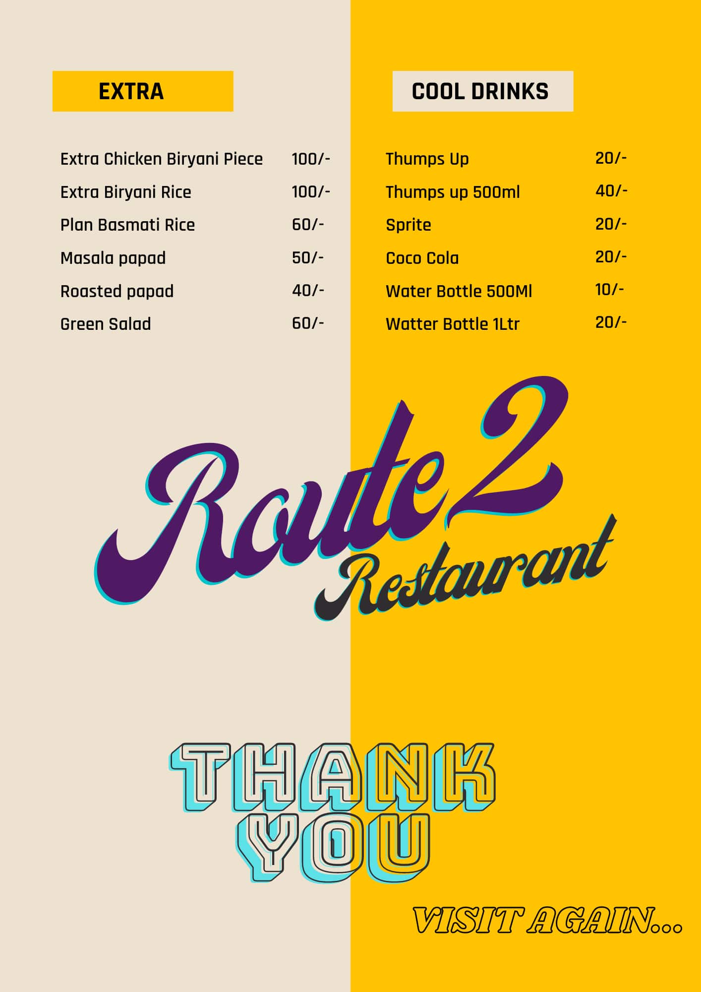 Menu at ROUTE 2 RESTAURANT, Hyderabad