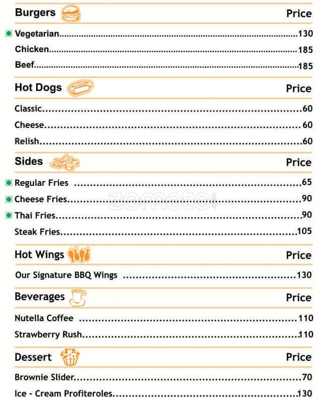 Menu at Sliders, Mumbai, New Karnal Building