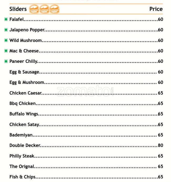 Menu at Sliders, Mumbai, New Karnal Building