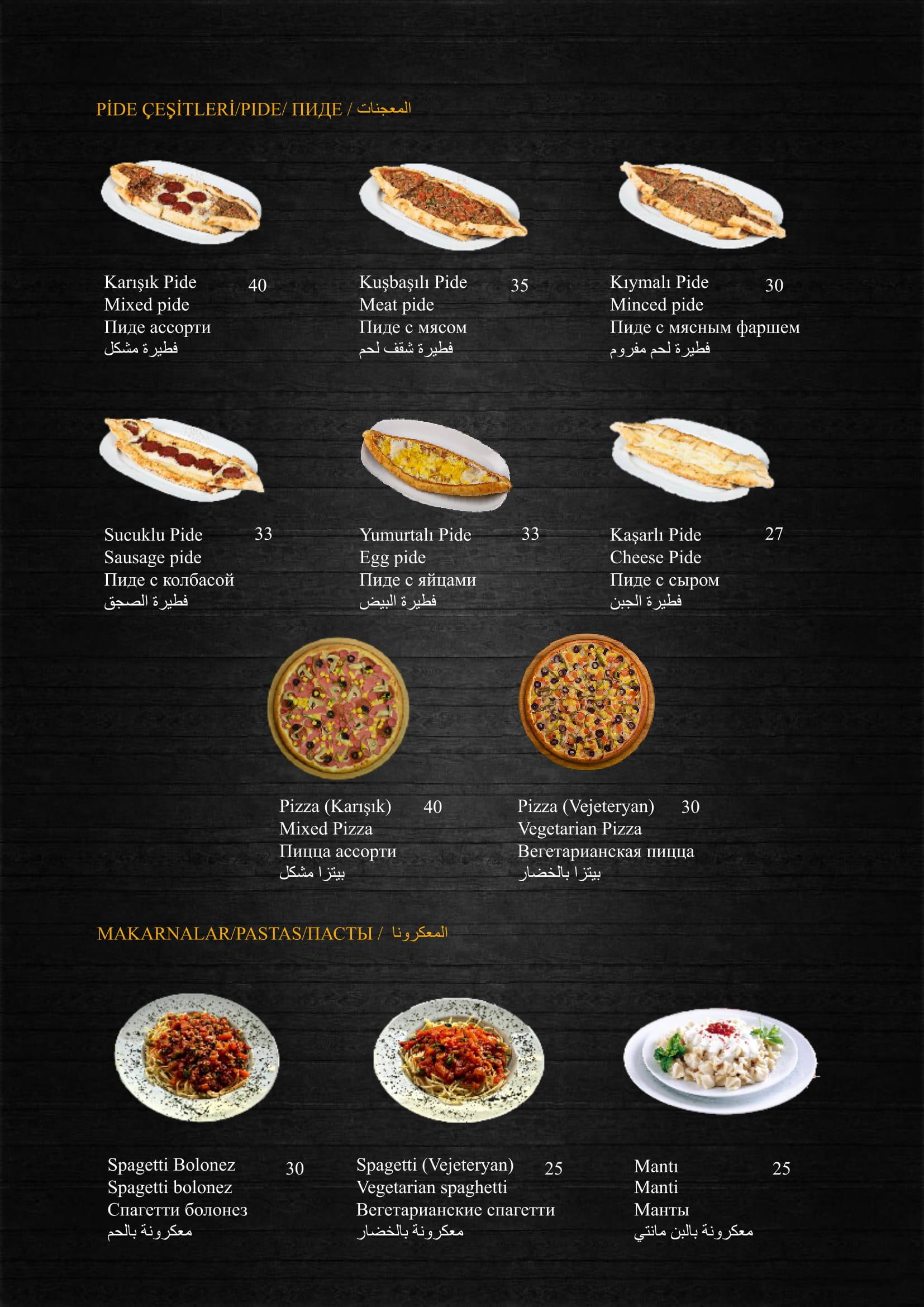 Menu at Gar Pub Restaurant, Istanbul