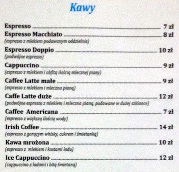 Menu at Cukiernia Saska desserts, Warsaw, Saska 105