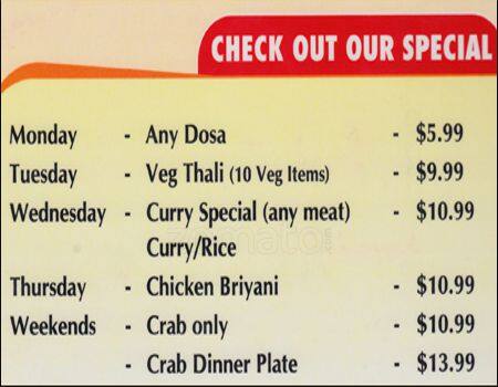 Menu at House Of Dosas restaurant, Vancouver