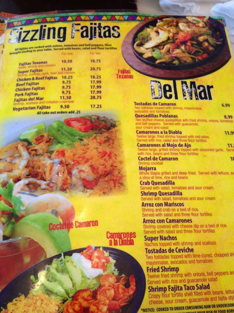 Menu at La Fogata restaurant, Elberton