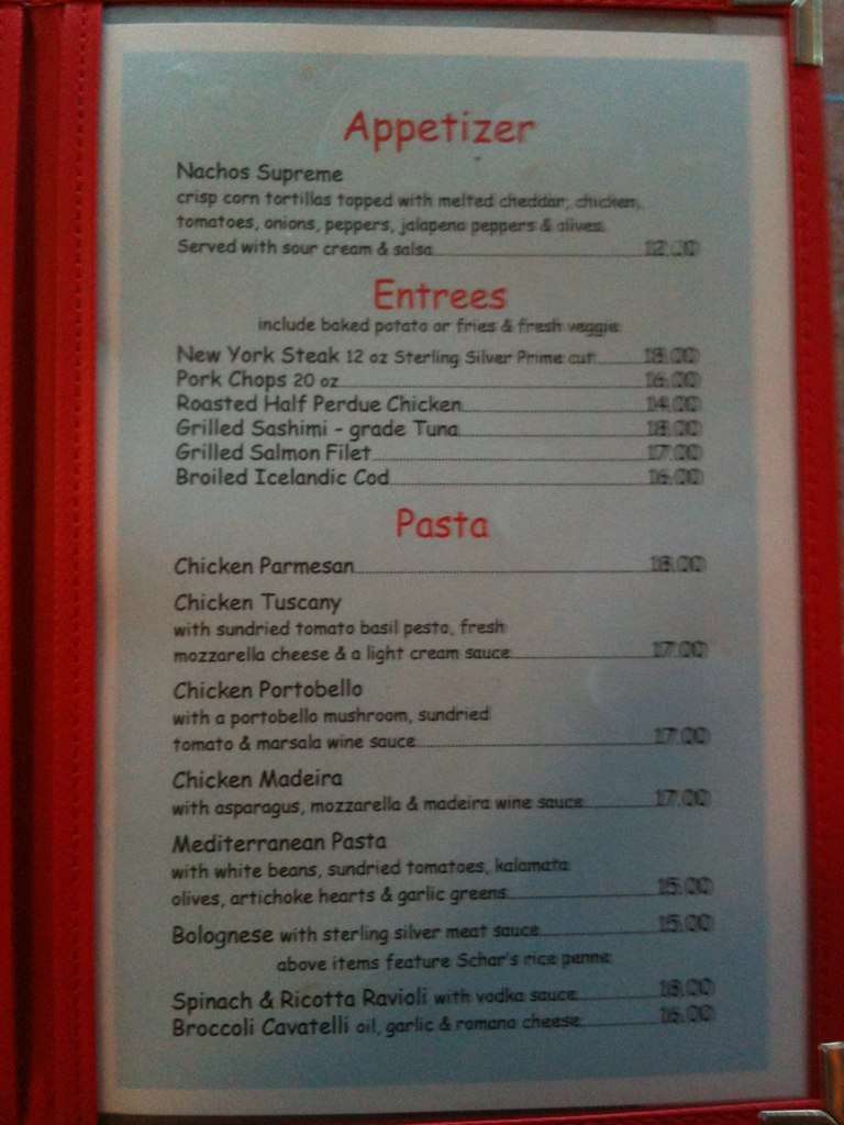 Menu at Georgie's Diner restaurant, West Haven