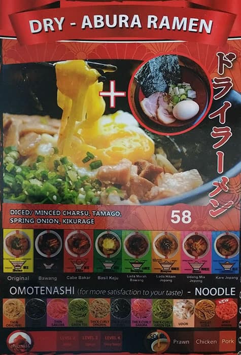 Menu at Ichiro Ramen restaurant, West Jakarta, lippo mall puri