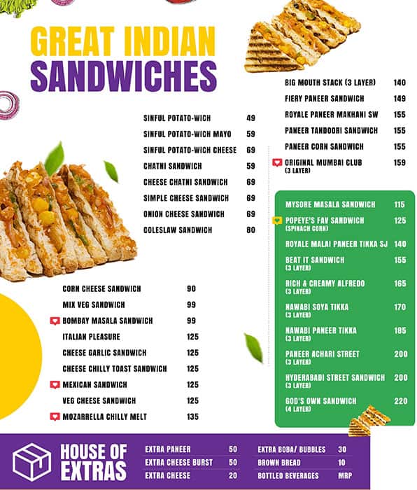 Menu of Sandwich Junction, Kharghar, Navi Mumbai
