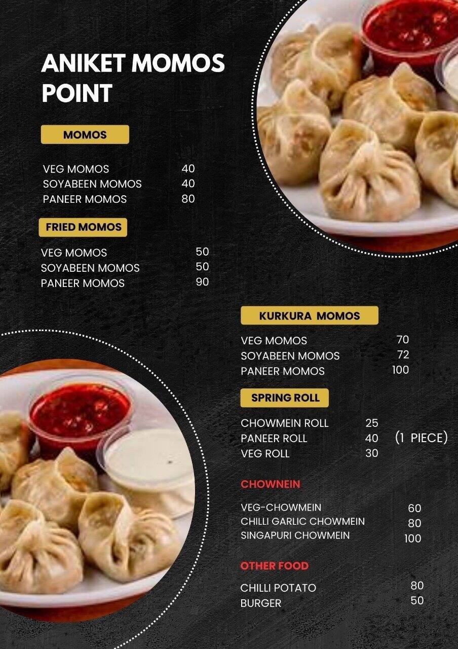 Menu of Aniket Momos Point, Baprola, New Delhi
