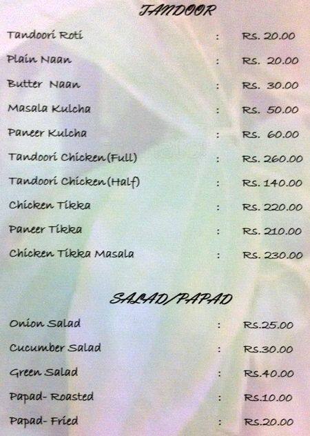 Menu at Bay Leaf, Guwahati