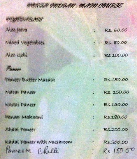 Menu at Bay Leaf, Guwahati