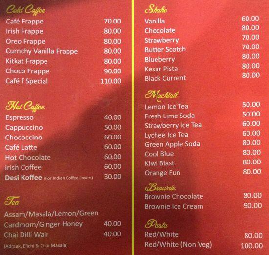 Menu at Spicy chilly food, Bhubaneswar