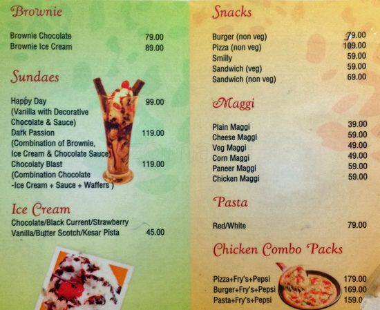 Menu at Spicy chilly food, Bhubaneswar