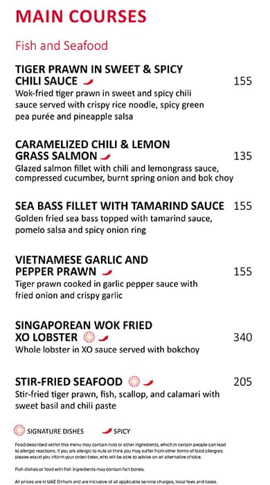 Menu at Sontaya South East Asian Restaurant, Abu Dhabi