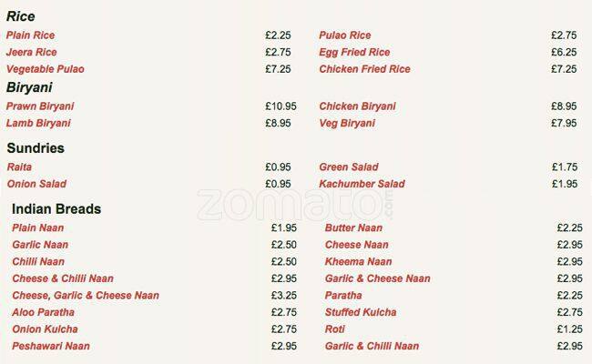 Menu at Cinnamon Lounge restaurant, Isleworth, 181 Twickenham Rd