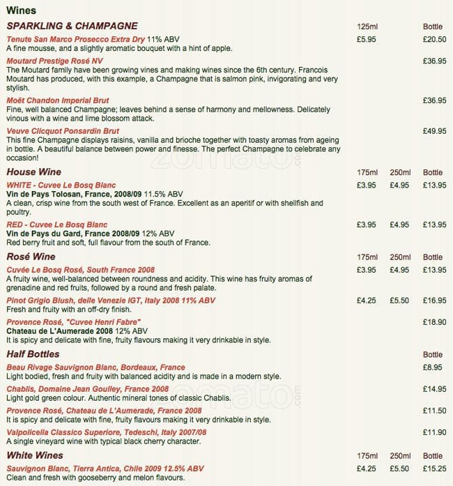 Menu at Cinnamon Lounge restaurant, Isleworth, 181 Twickenham Rd