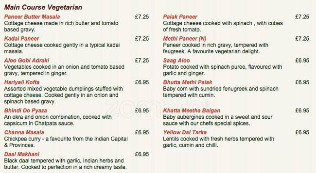 Menu at Cinnamon Lounge restaurant, Isleworth, 181 Twickenham Rd