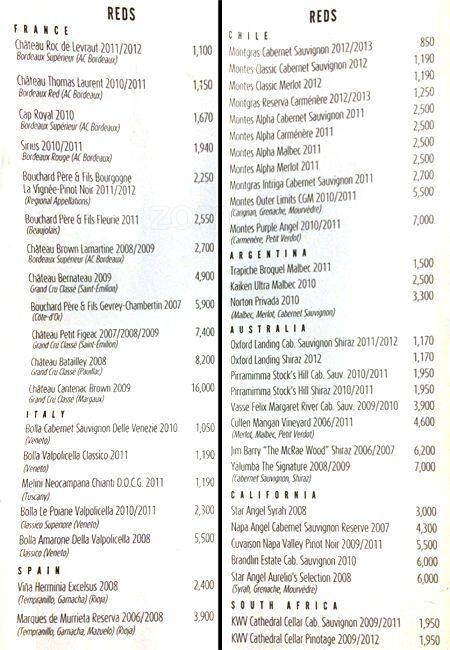 Carta de One Way Restaurant, Makati