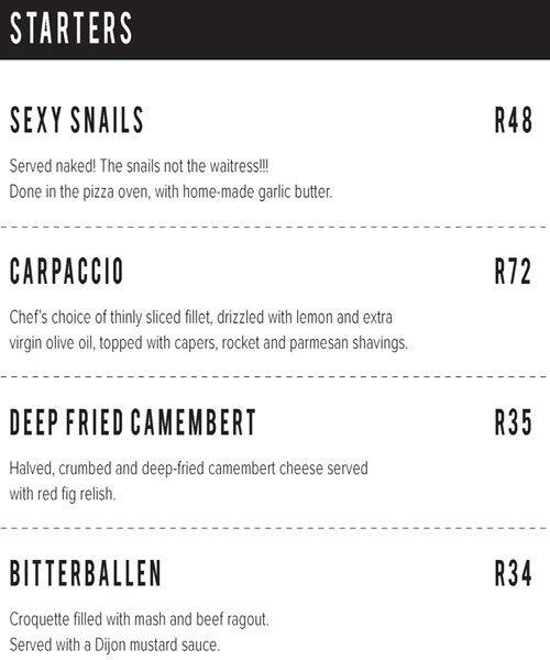 Speisekarte von La Grapperia Bistro & Wilderer restaurant, Paarl