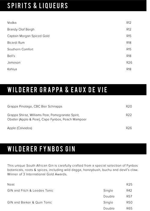 Speisekarte von La Grapperia Bistro & Wilderer restaurant, Paarl