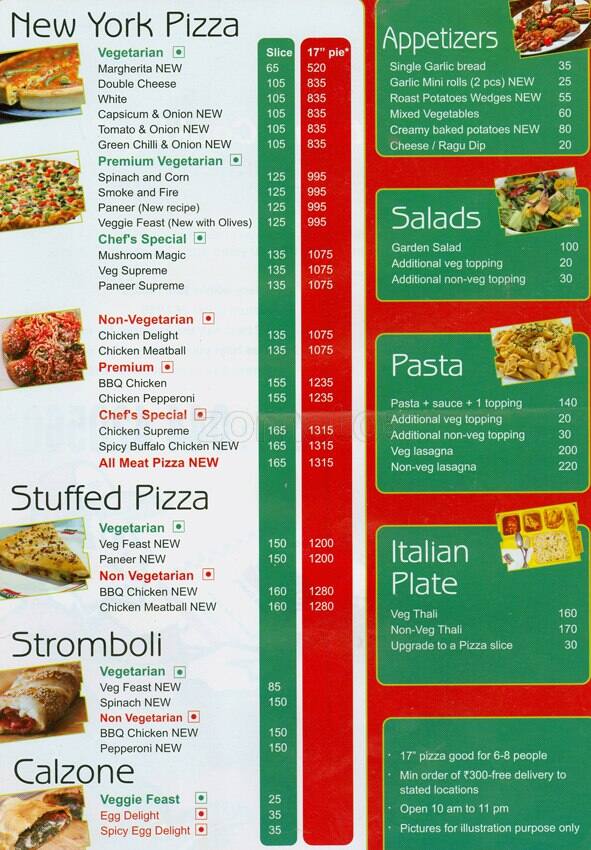 Sbarro Menu, Menu for Sbarro, Vadapalani, Chennai - Zomato