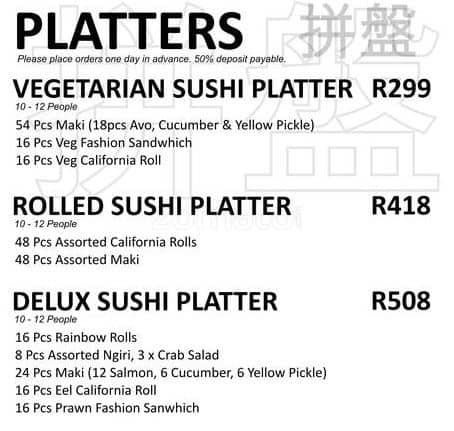 Menu at Funky Panda Chinese Food & Sushi Bar, Pretoria