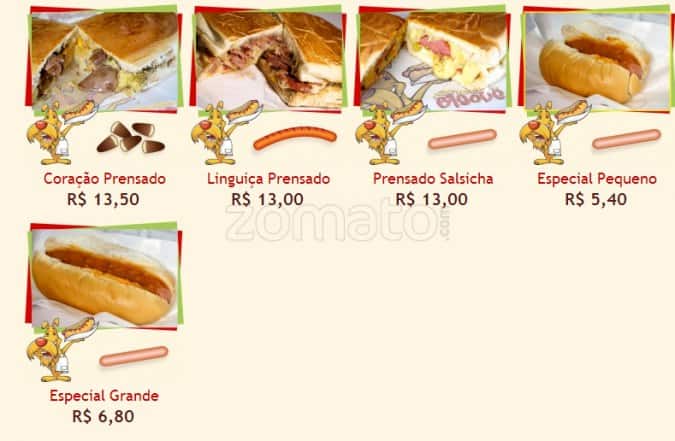 Menu em Cachorro do Bigode, Porto Alegre, Avenida Juca Batista