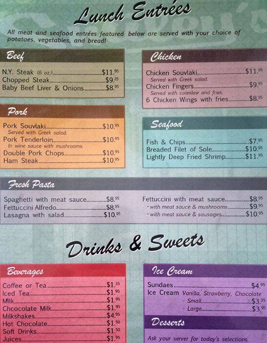 Menu at Smiley's Restaurant & Deli, Toronto, Danforth Ave
